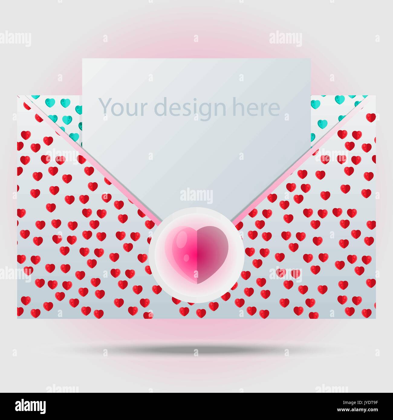 Envelope template with heart stamp and pattern paper Stock Vector Image ...