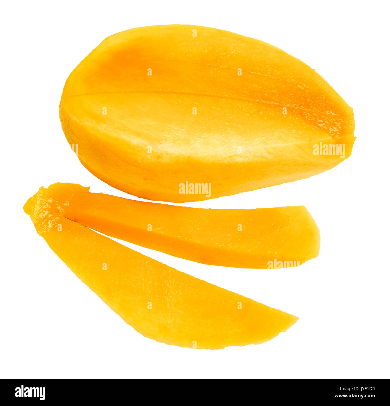 Mango fruit slices isolated on white background with clipping path ...