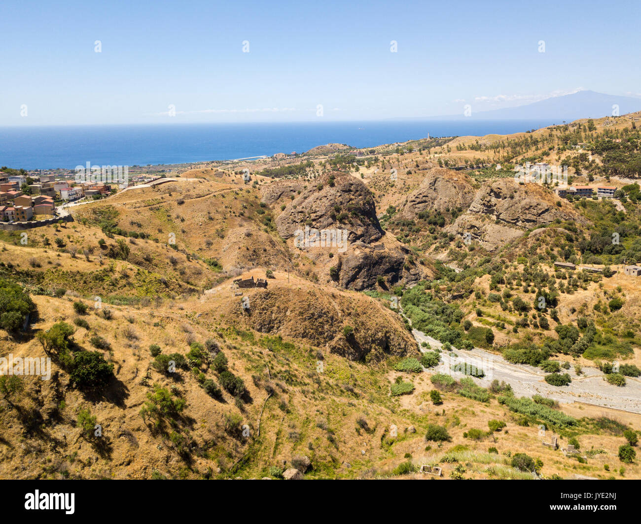Aerial view of hills and hills in the hinterland of Calabria ...