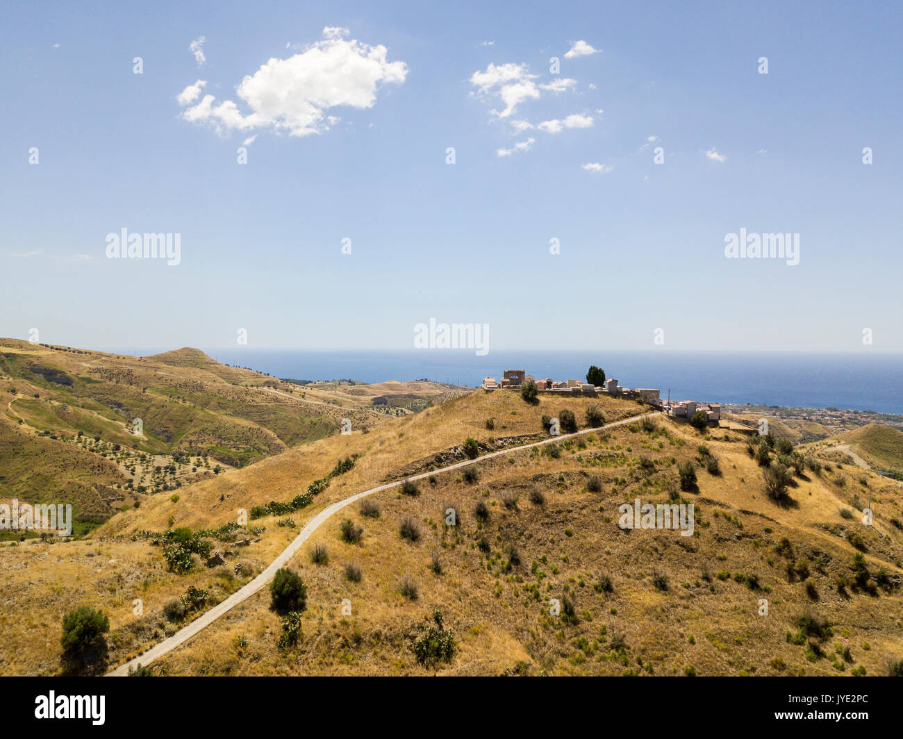 Aerial view of hills and hills in the hinterland of Calabria ...