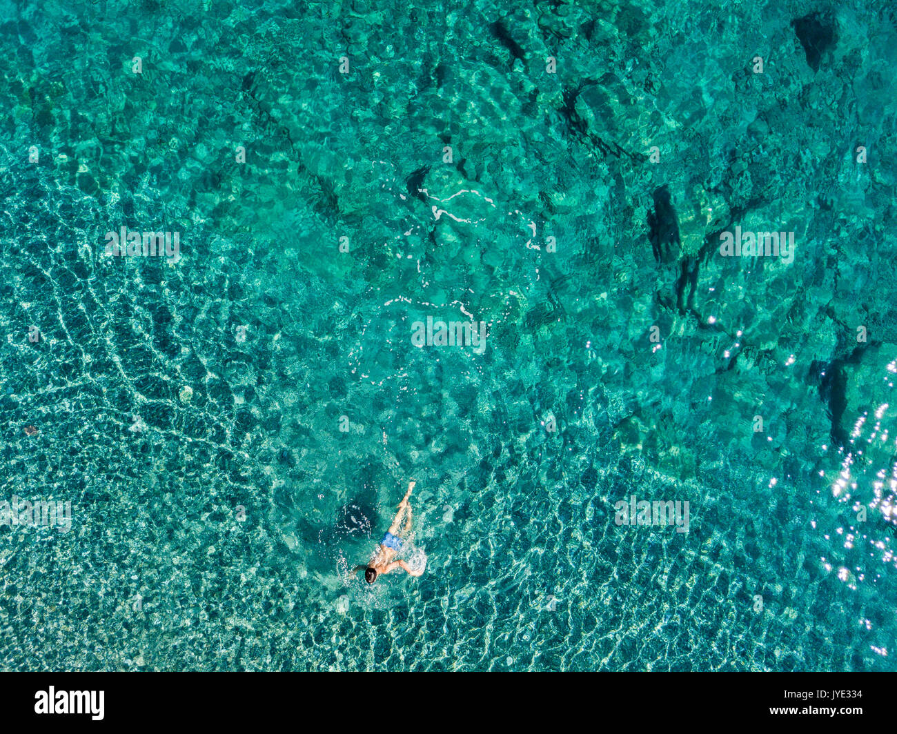 Aerial view of rocks on the sea. Overview of seabed seen from above ...