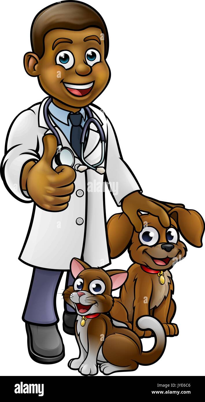 Vet Cartoon Character with Pet Cat and Dog Stock Vector Image & Art - Alamy