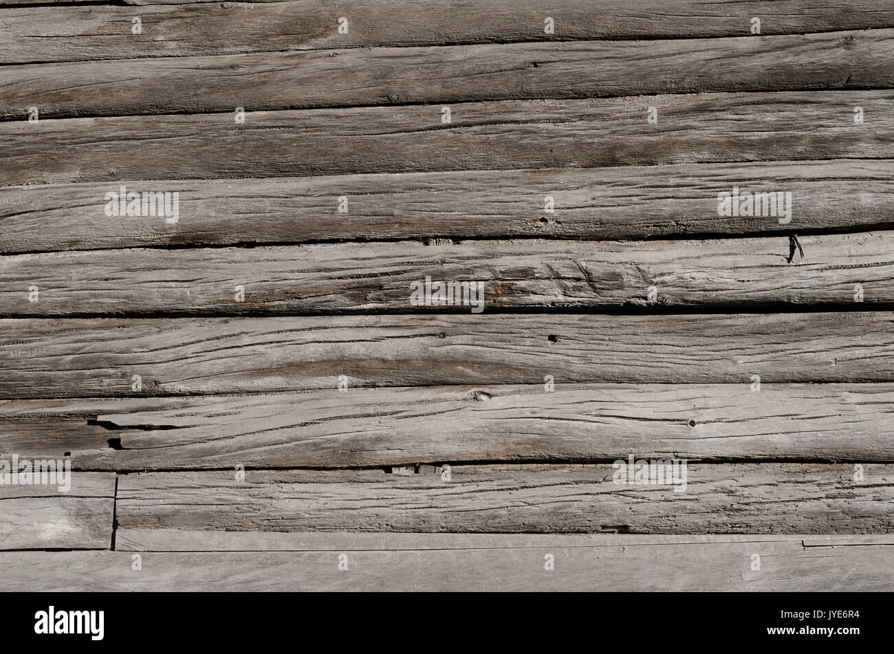 Texture, thin, rotten, old, gray, wooden boards with cracks. Horizontal ...
