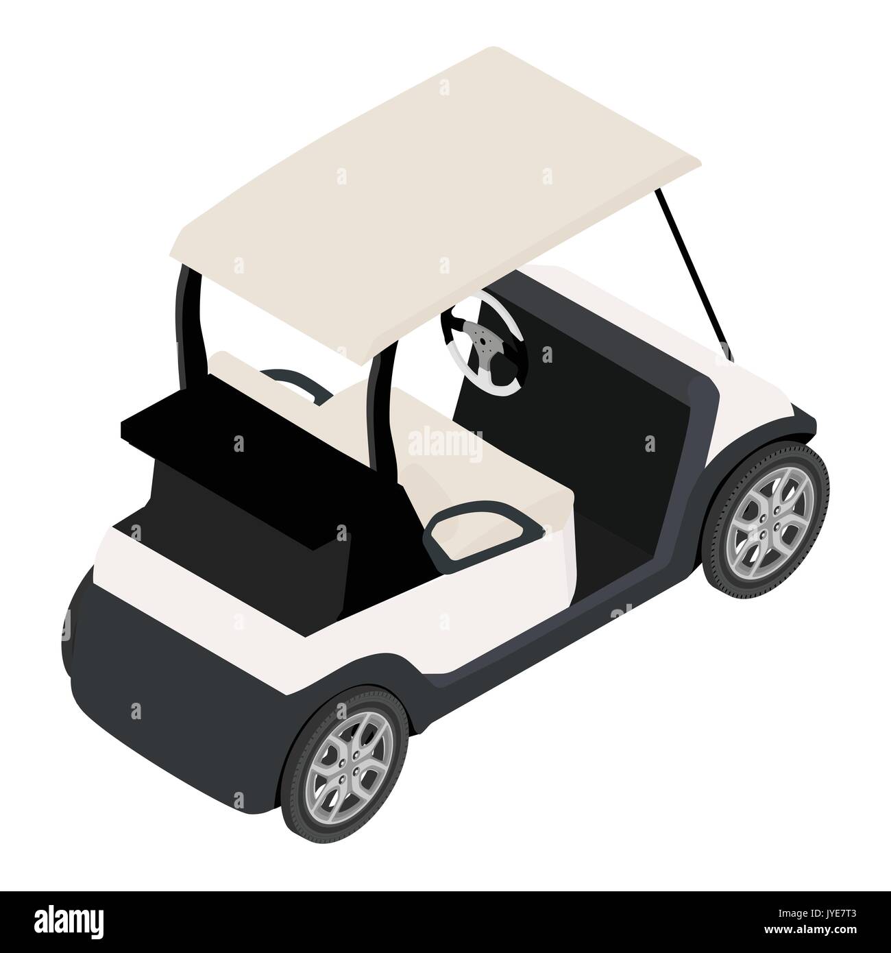 Vector illustration of isometric perspective 3d white golf cart. Golf ...