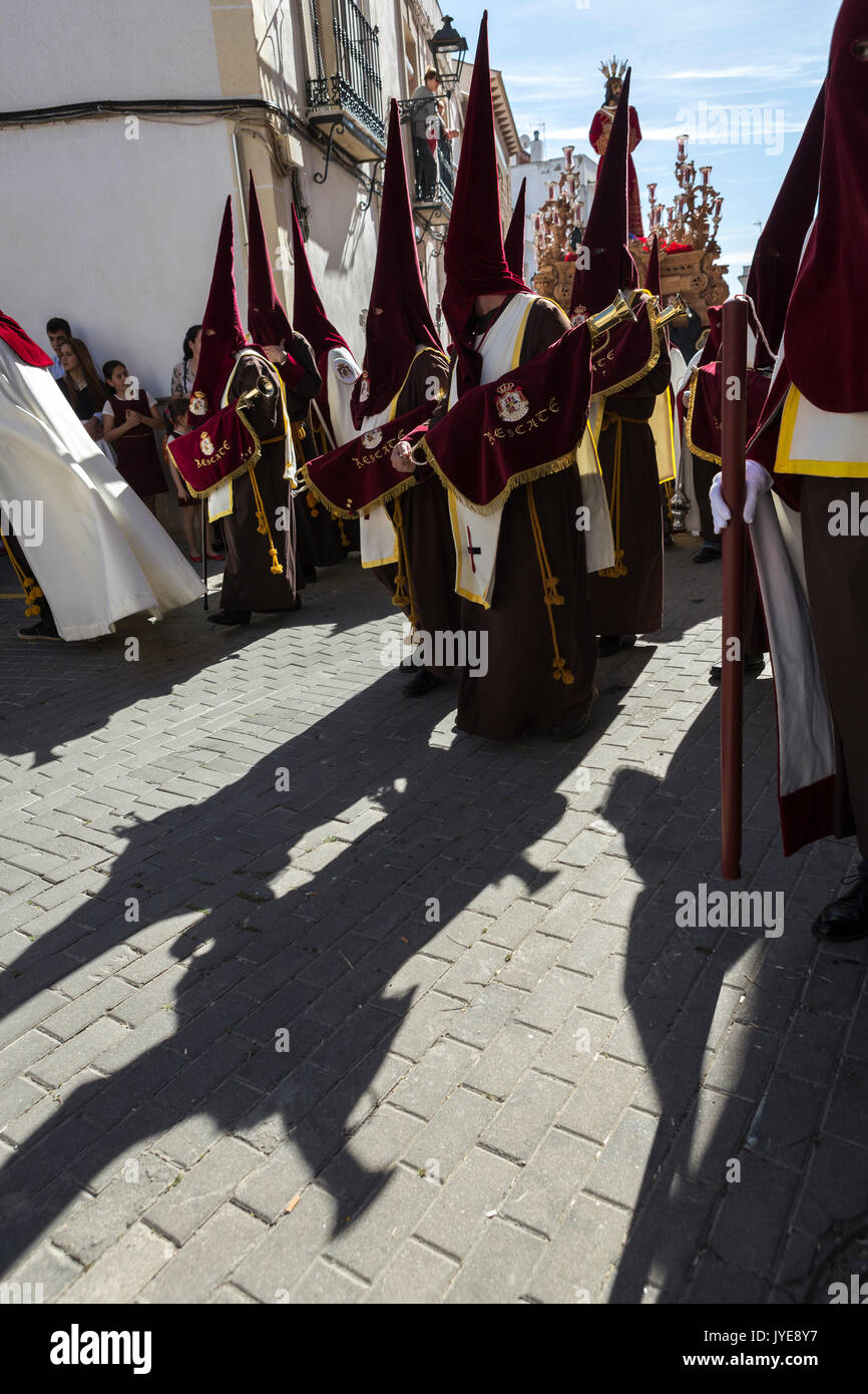 Penitents during the procession of Semana Santa in Andalusia, Spain ...