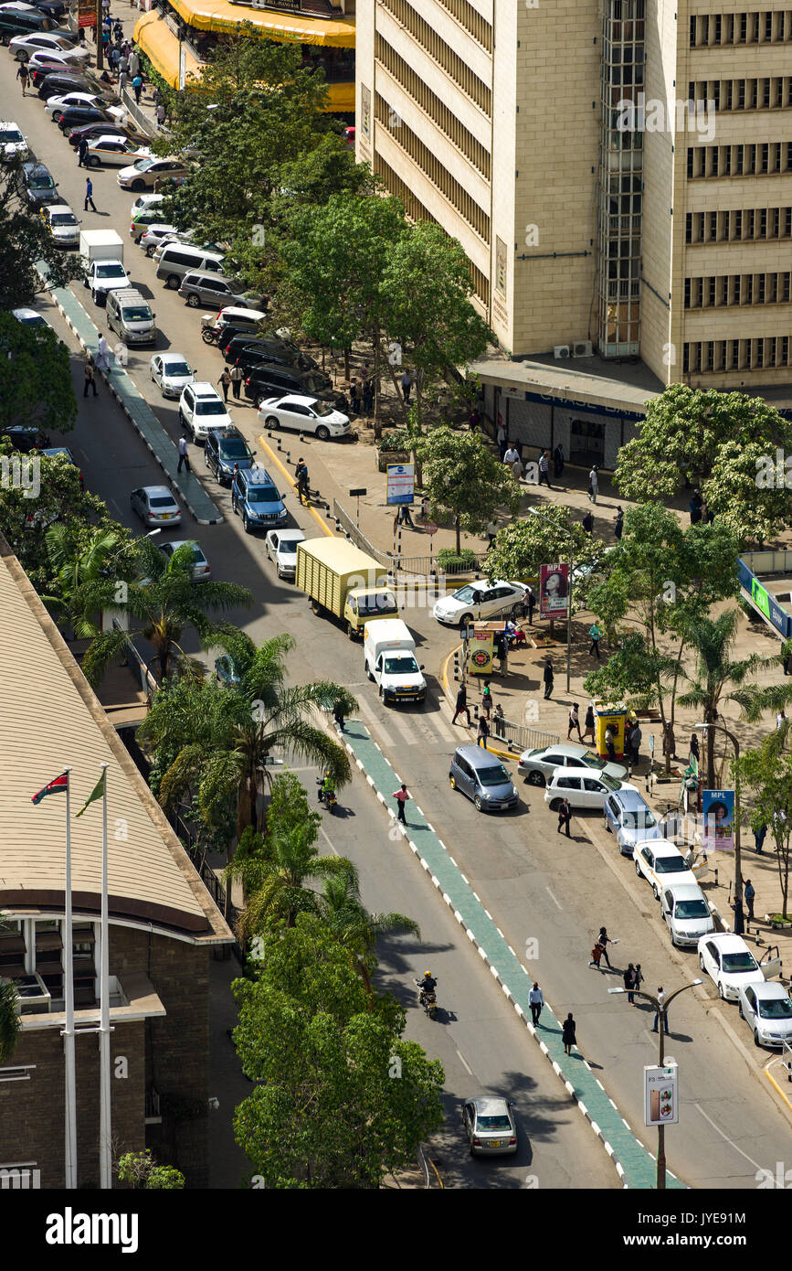 Wabera Street traffic and pedestrians, Nairobi, Kenya Stock Photo - Alamy