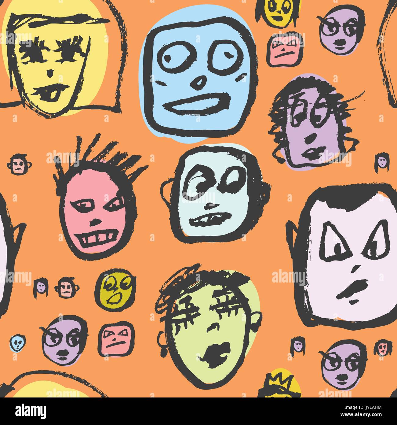 Doodles faces pattern Stock Vector Image & Art - Alamy