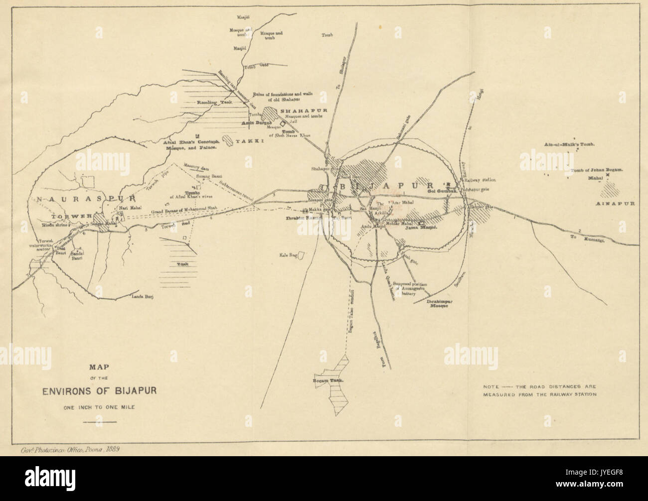 Map ENVIRONS OF BIJAPUR 1889 Stock Photo - Alamy
