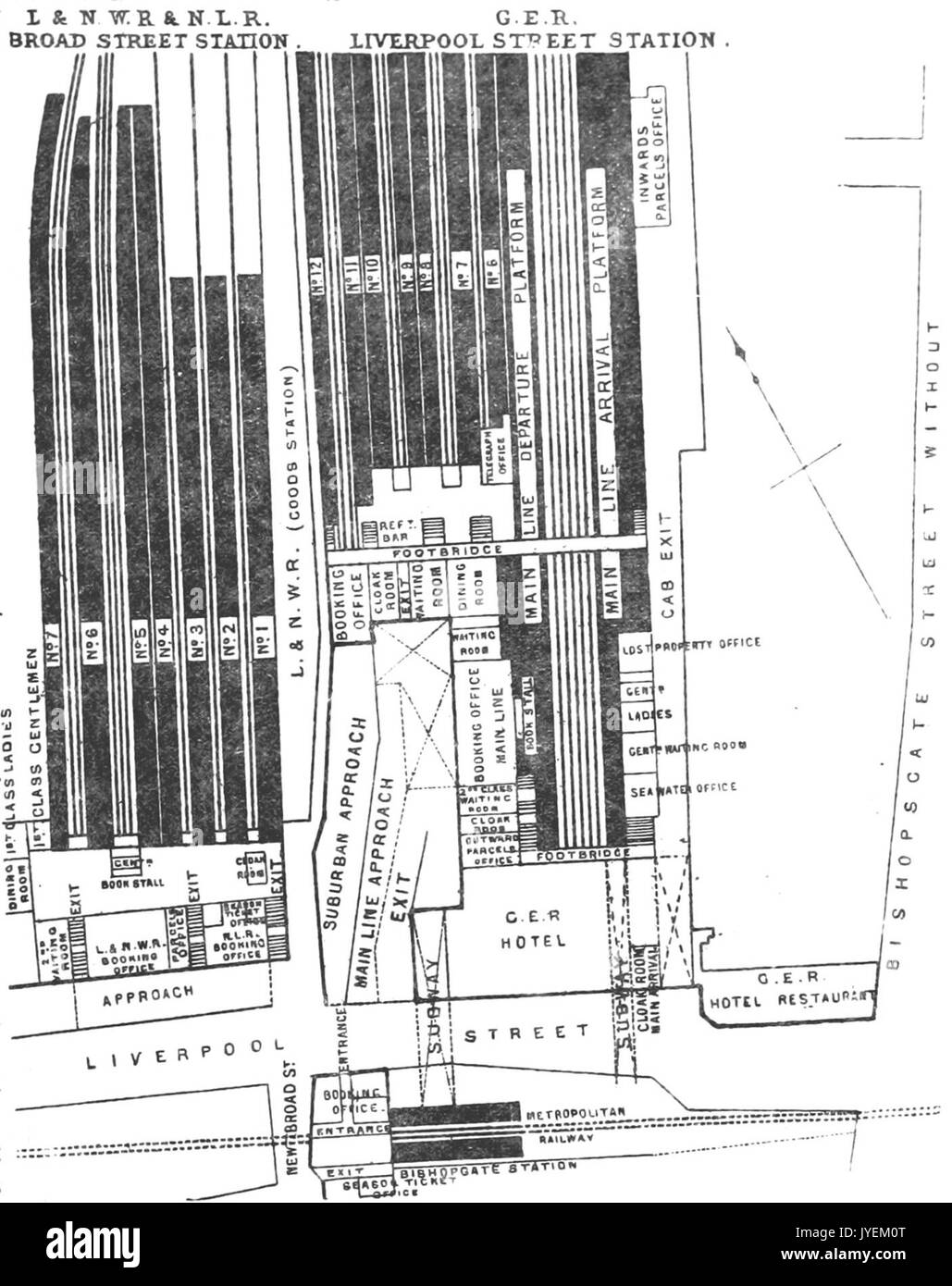 DISTRICT(1888) p139 Liverpool Street and Broad Street stations (plan ...