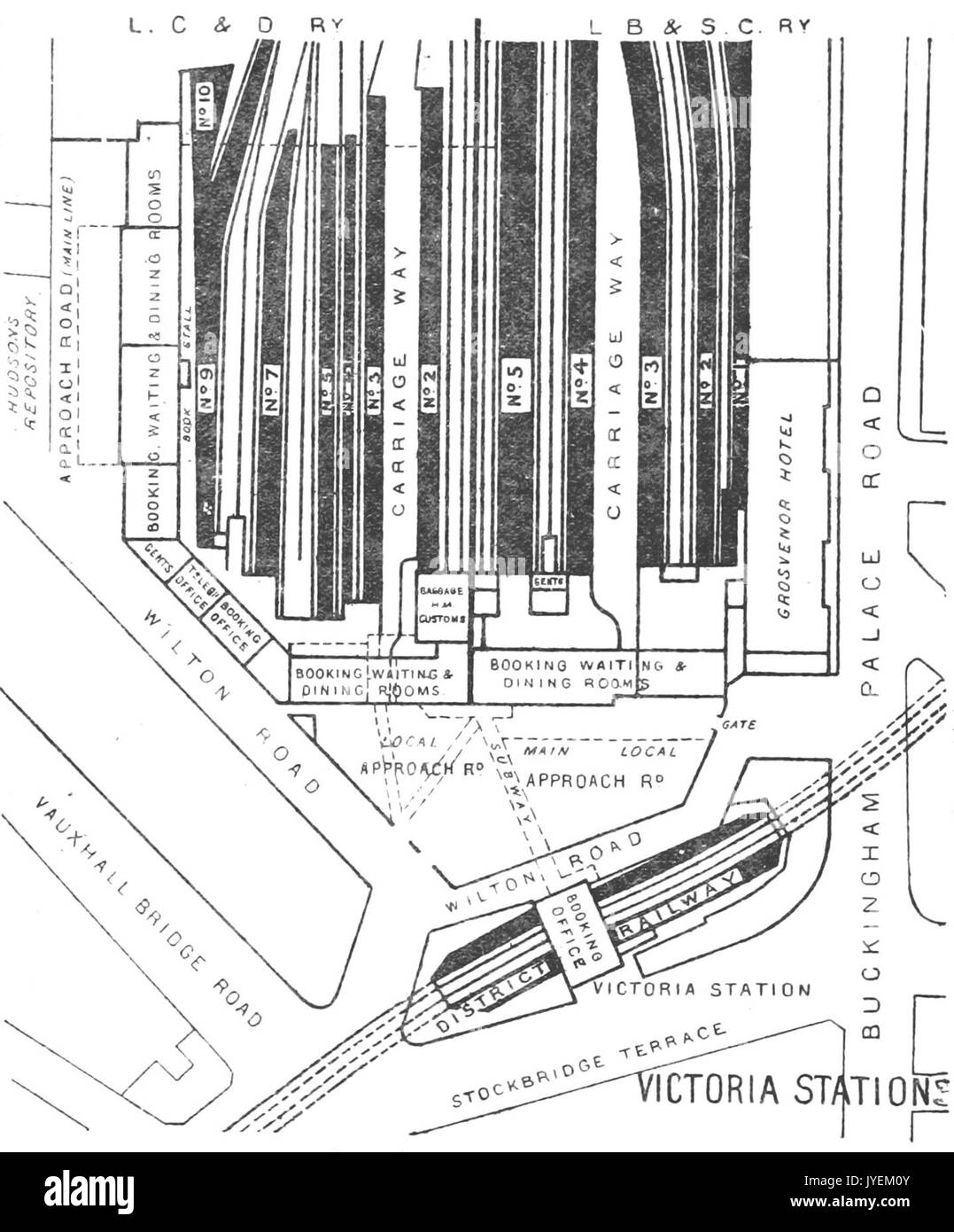 DISTRICT(1888) p142 Victoria Station (plan Stock Photo - Alamy