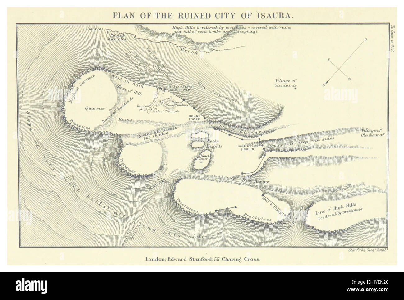 DAVIS(1879) p469 PLAN OF THE RUINES OF THE CITY OF ISAURA Stock Photo ...
