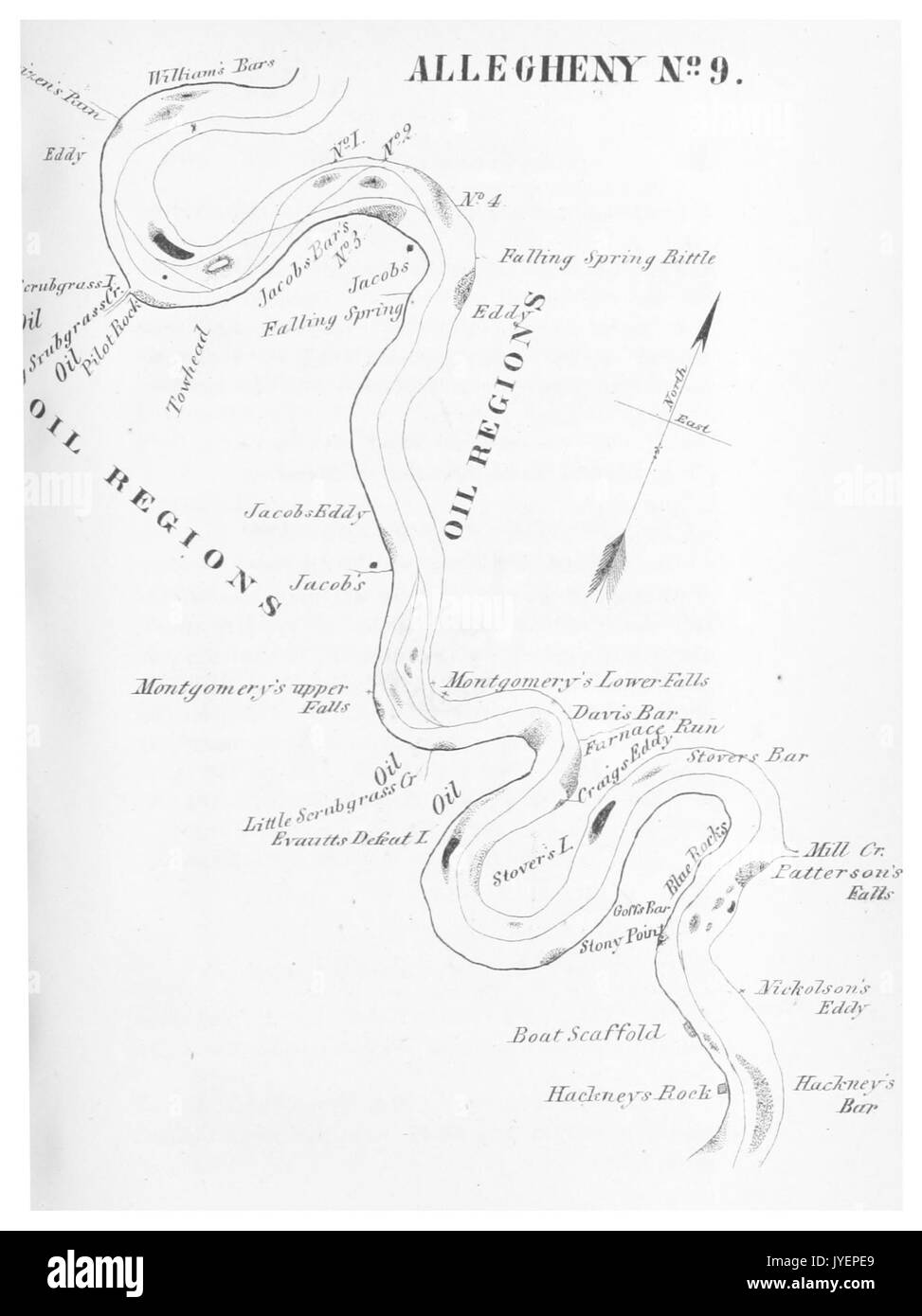 GILLELEN(1864) p077 Oil Creek, Allegheny River, Map 9 Stock Photo - Alamy