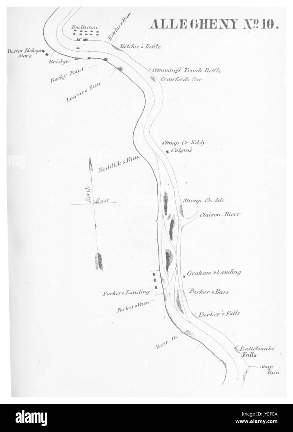 GILLELEN(1864) p079 Oil Creek, Allegheny River, Map 10 Stock Photo - Alamy