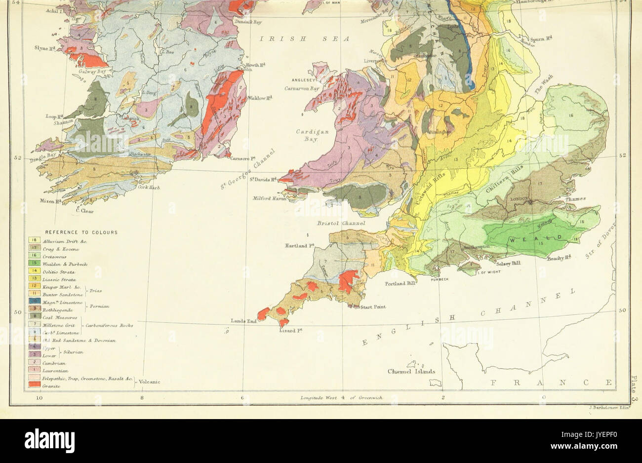 BI(1887) p.935 Geological Map of the British Isles (bottom) J ...