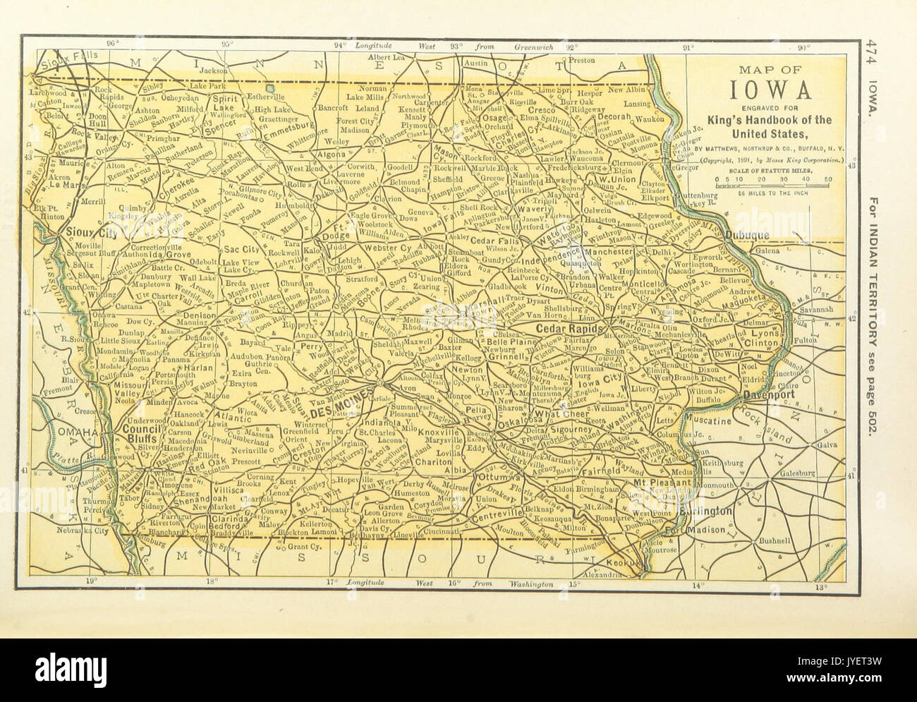 US MAPS(1891) p476 MAP OF IOWA Stock Photo - Alamy