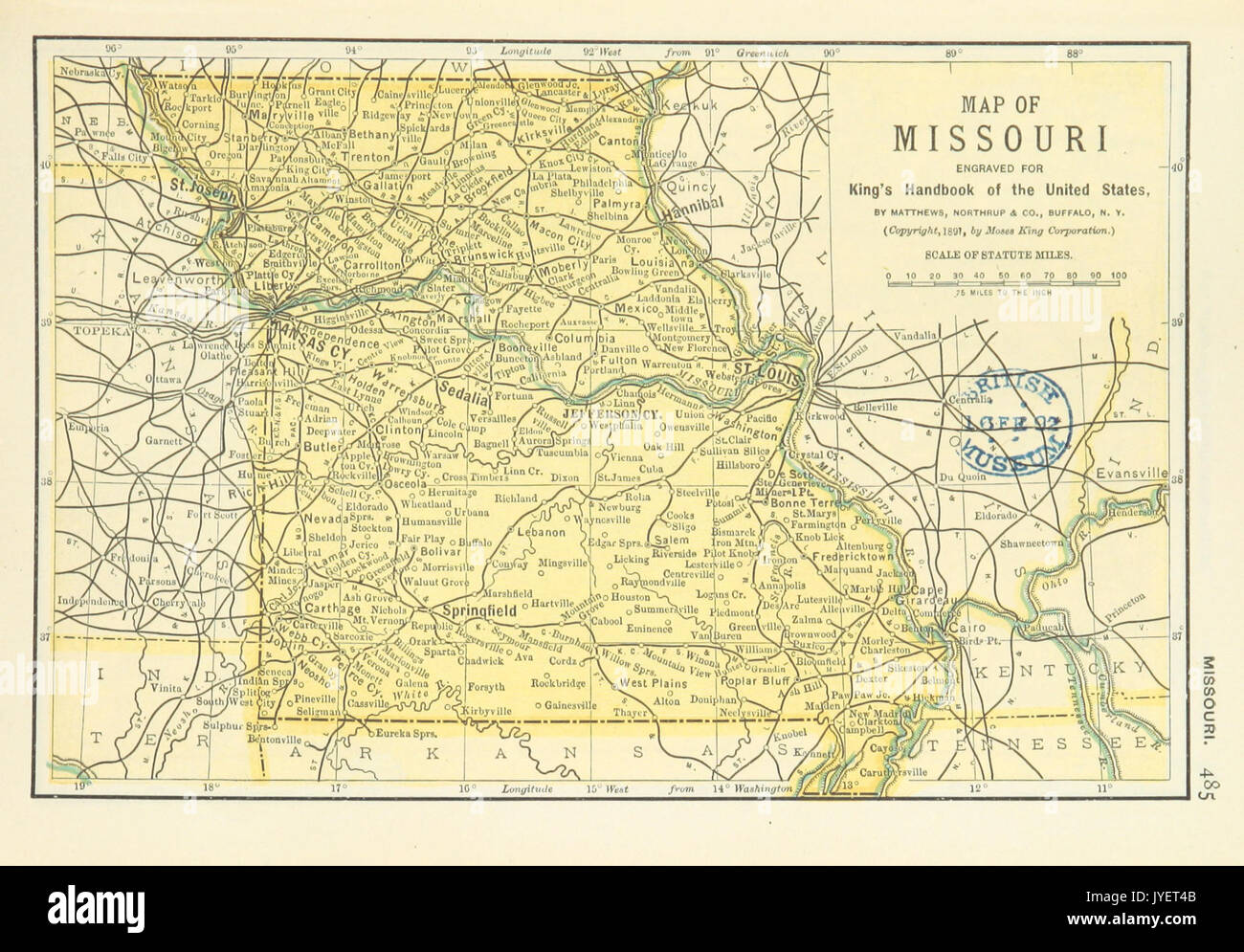 US MAPS(1891) p487 MAP OF MISSOURI Stock Photo - Alamy