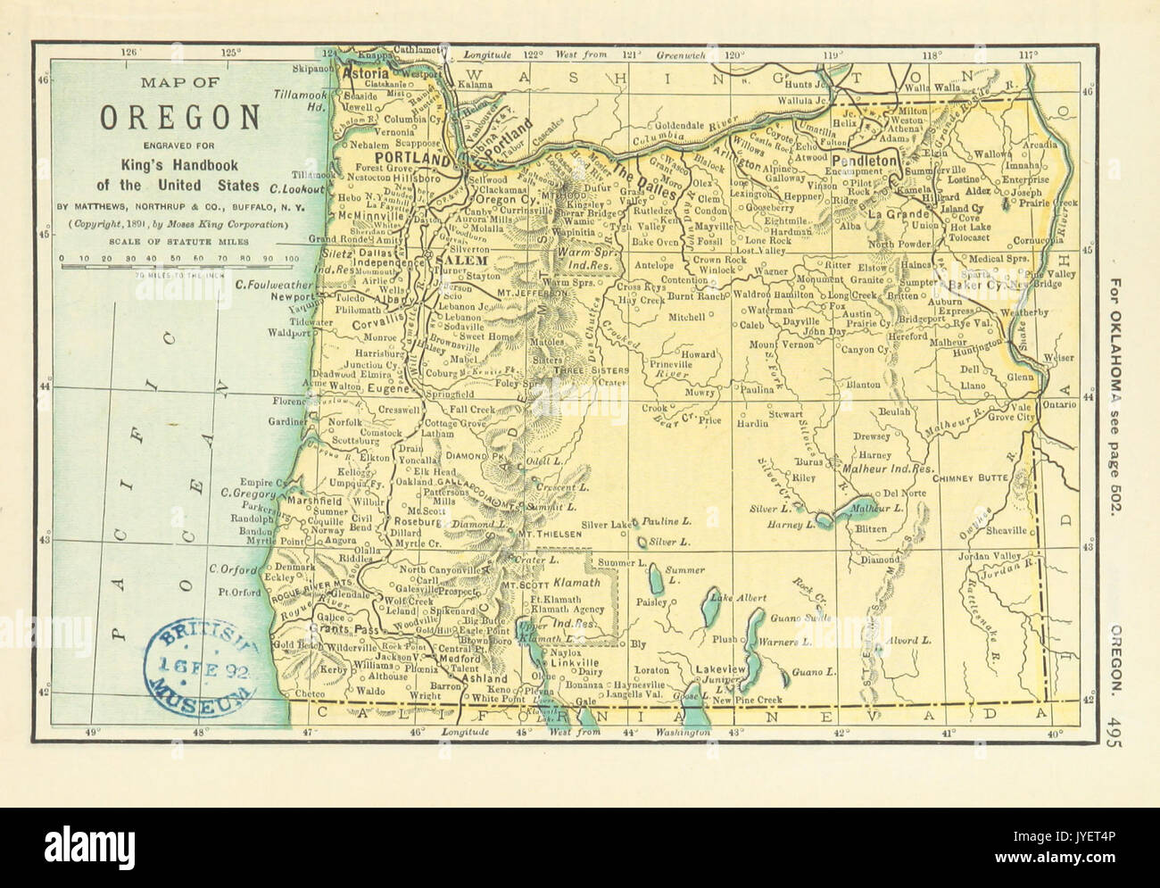 US MAPS(1891) p497 MAP OF OREGON Stock Photo - Alamy