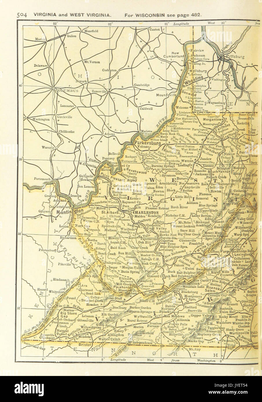 US MAPS(1891) p506 MAP OF VIRGINIA AND WEST VIRGINIA (l Stock Photo - Alamy