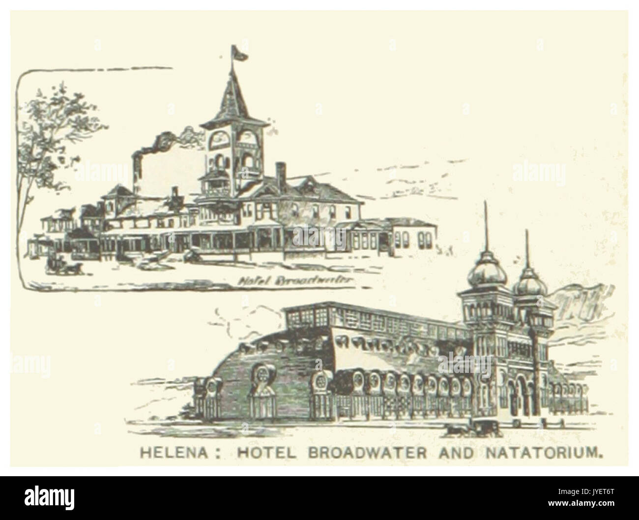 US MT(1891) p516 HELENA, HOTEL BROADWATER AND NATATORIUM Stock Photo ...
