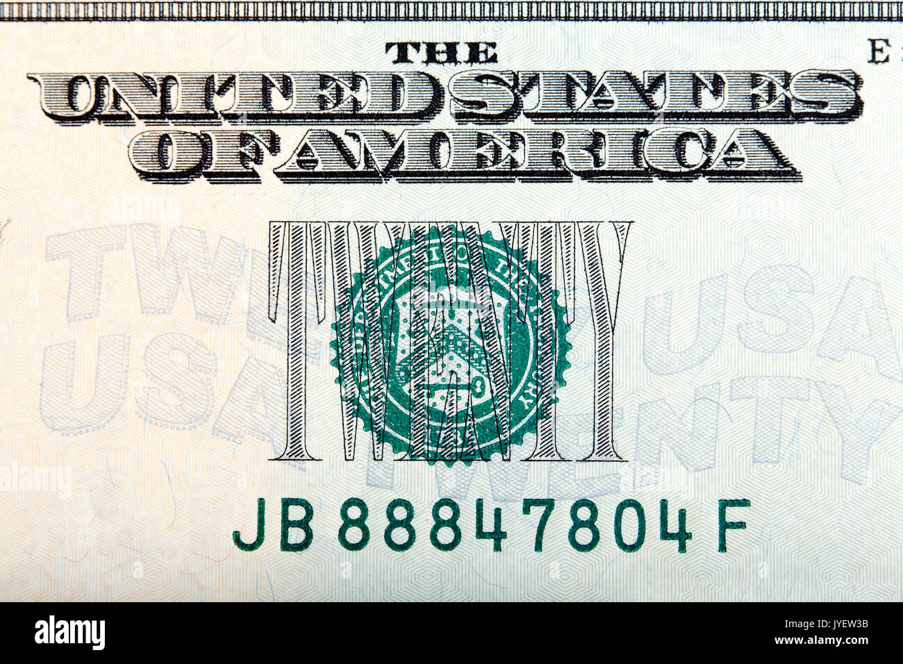 Twenty dollar sign on the twenty dollar bill, macro shot. High ...