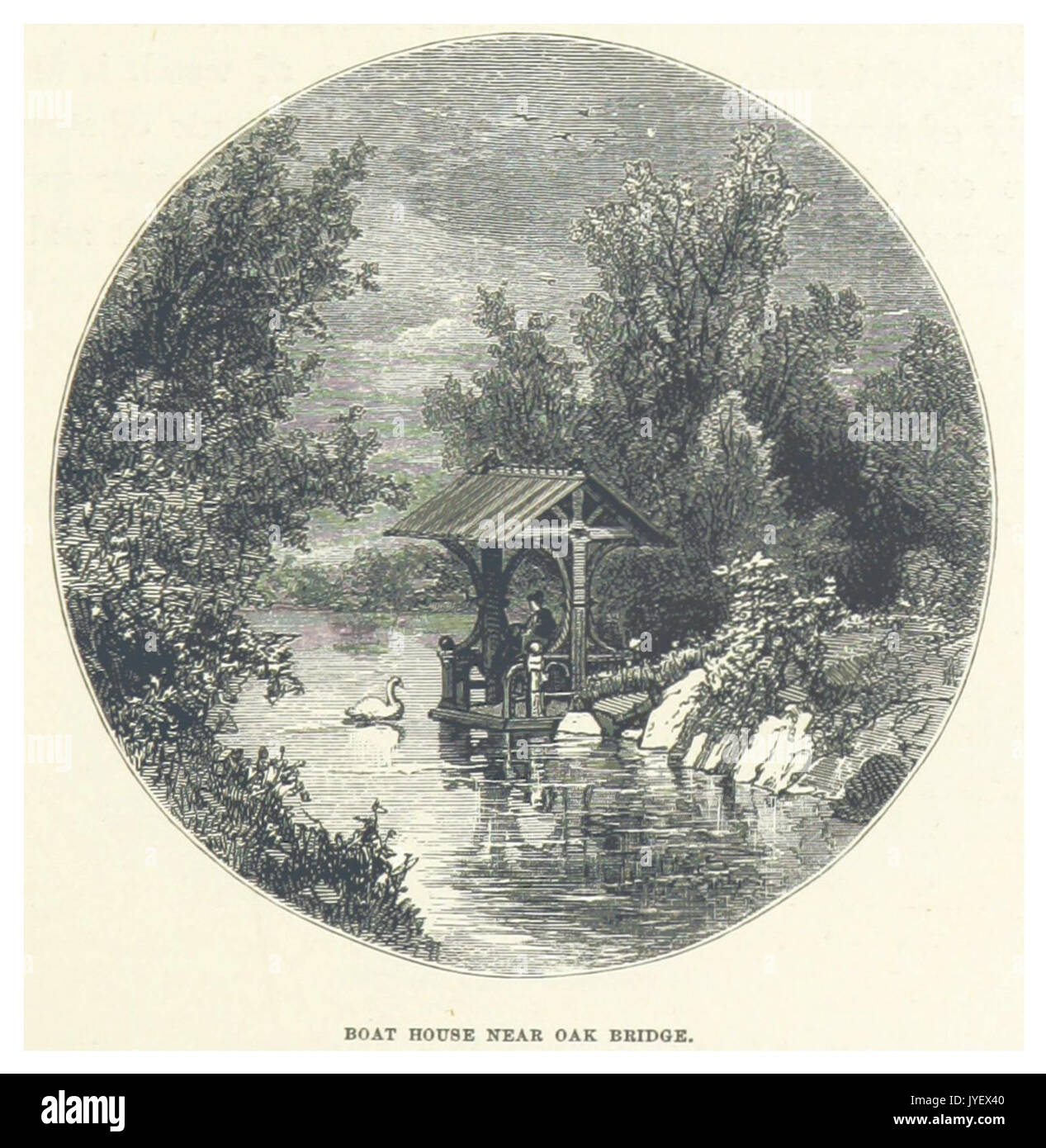 NYC CentralPark (1869) p075 Boat House near Oak Bridge Stock Photo - Alamy