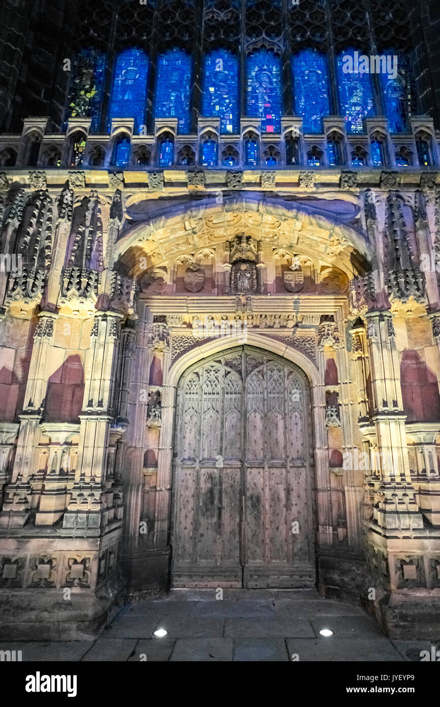 Door of Chester Cathedral at night Stock Photo - Alamy