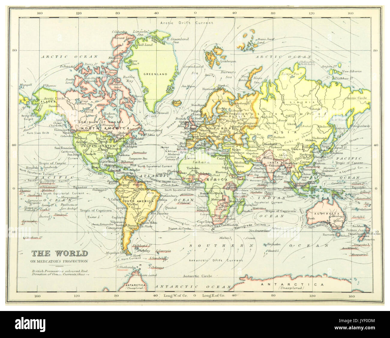 (1899) MAP OF THE WORLD comp. by Irvine Stock Photo - Alamy