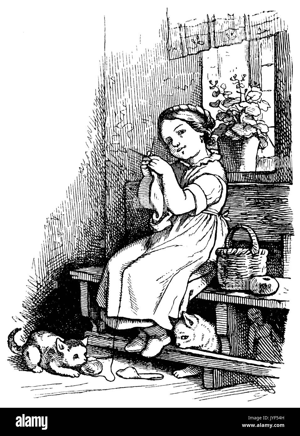 Knitting drawing Black and White Stock Photos & Images - Alamy