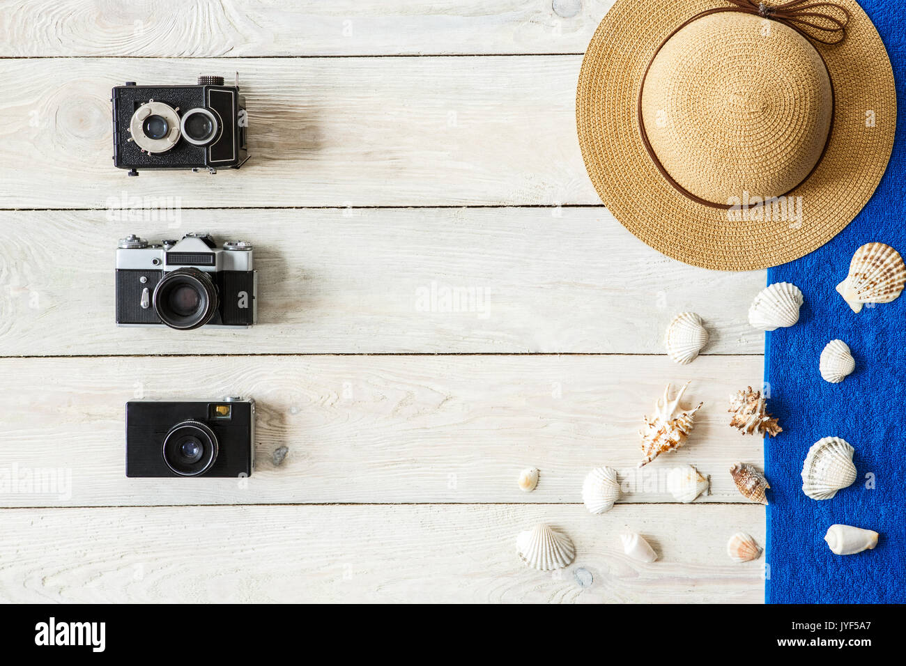 Tourism objects isolated top view no people composition Stock Photo - Alamy