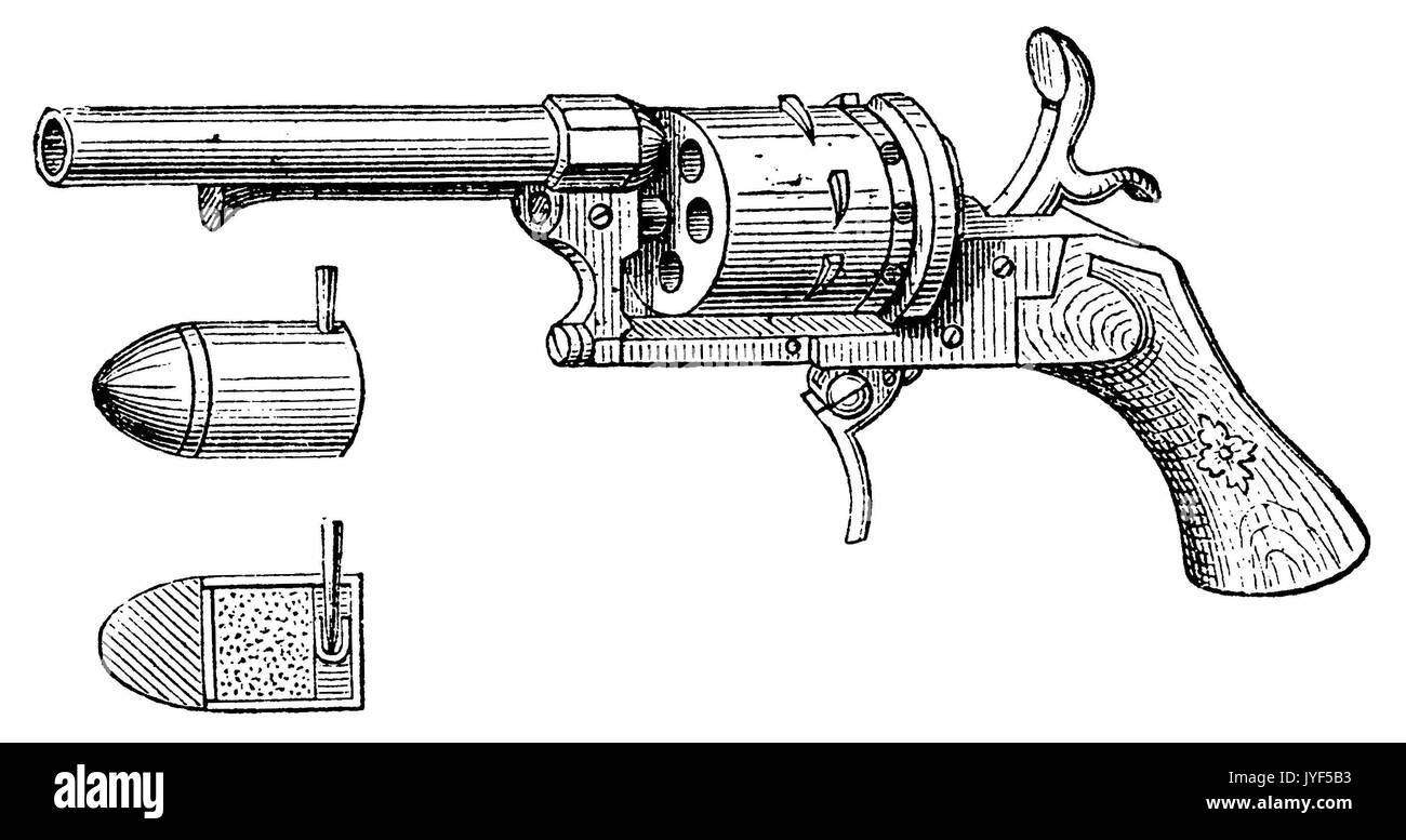 Lefaucheux revolver with ammunition Stock Photo - Alamy