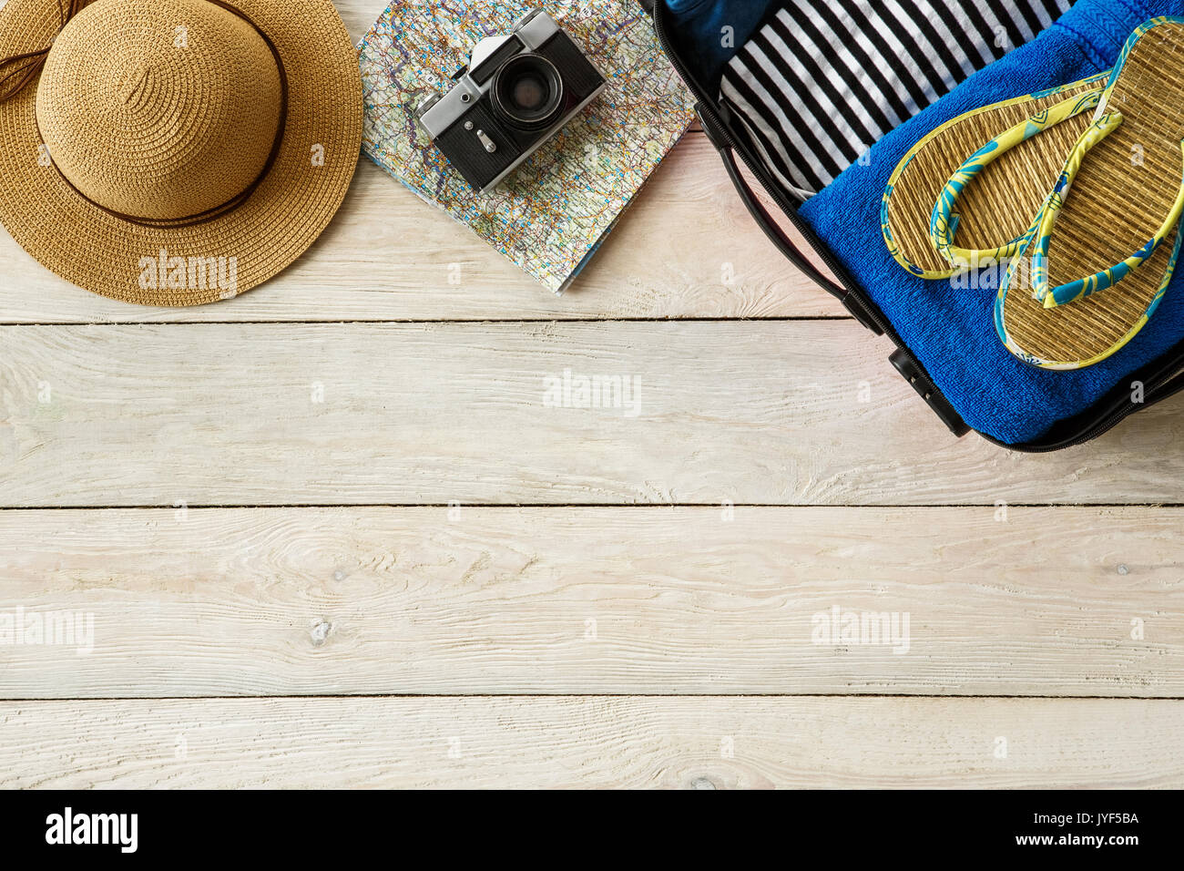 Tourism objects isolated top view no people composition Stock Photo - Alamy