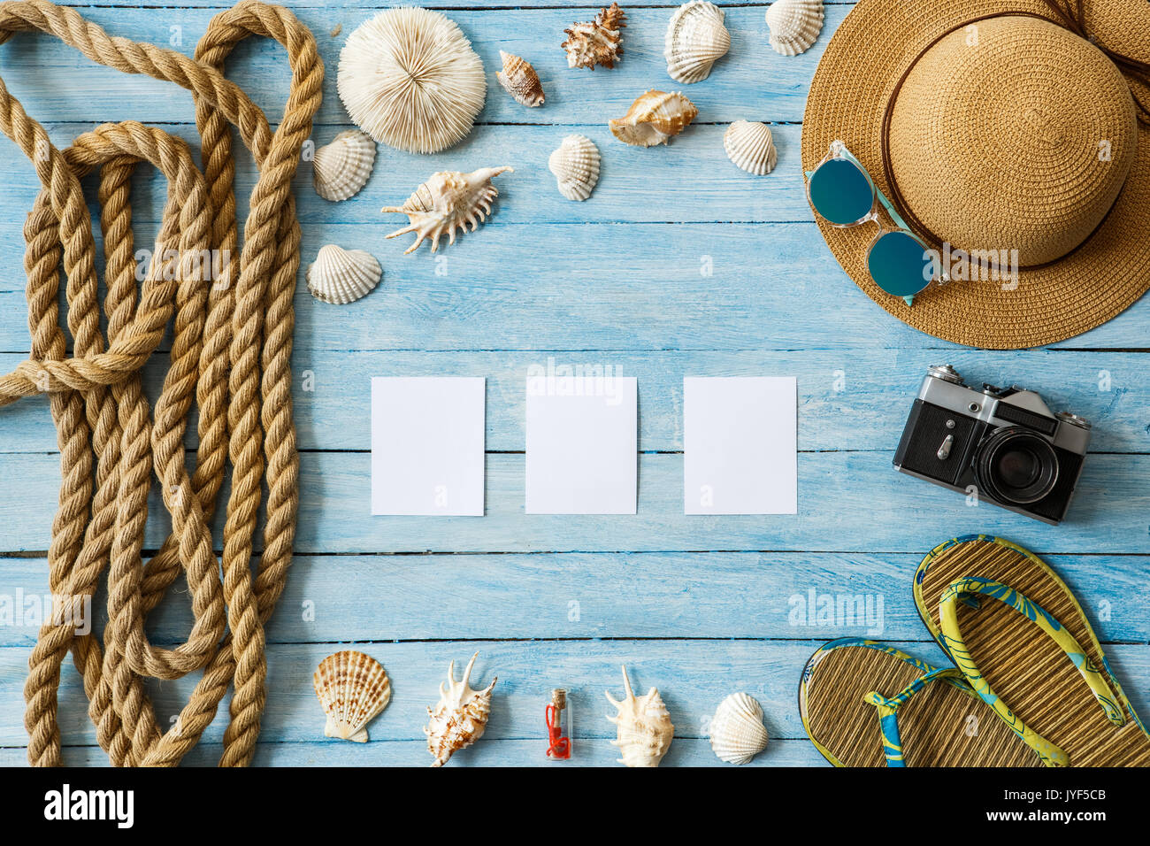 Tourism objects isolated top view no people composition Stock Photo - Alamy