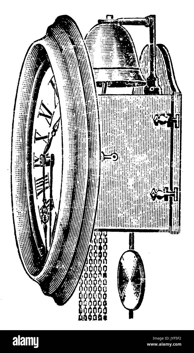 Wall clock with pendant and chain Stock Photo - Alamy