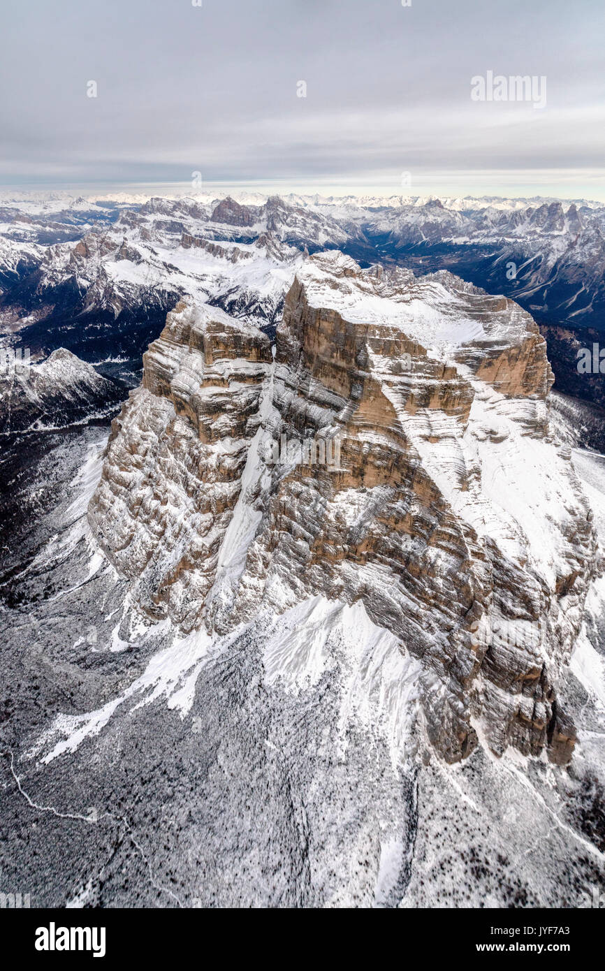 Aerial view of the rocky peaks of Monte Pelmo Ampezzo Dolomites ...