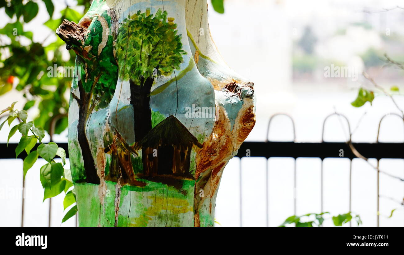 Landscape art on the tree Stock Photo - Alamy