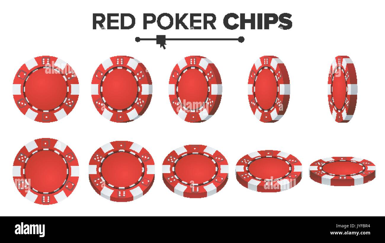 Red Poker Chips Vector. 3D Realistic Set. Plastic Poker Chips Sign ...