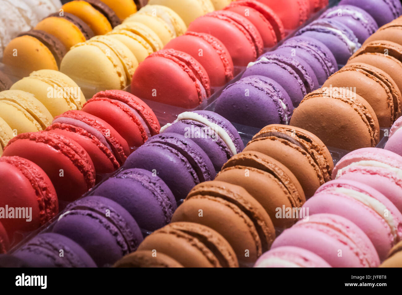 Colored rows of macarons Stock Photo - Alamy
