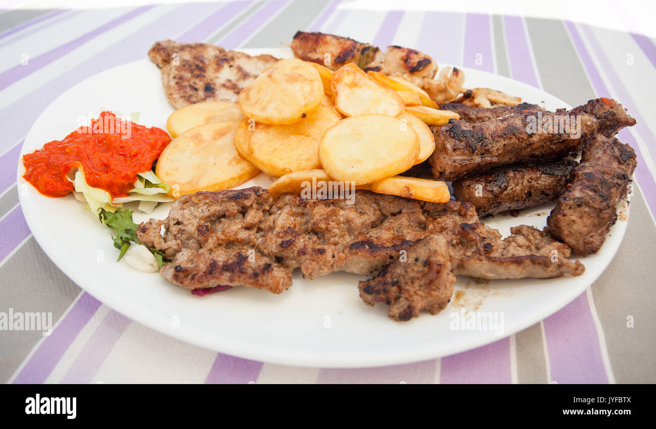 Typical summer grill in an Italian restaurant, light ambient Stock ...