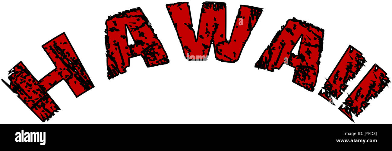 Hawaii text sign illustration on white background Stock Photo - Alamy