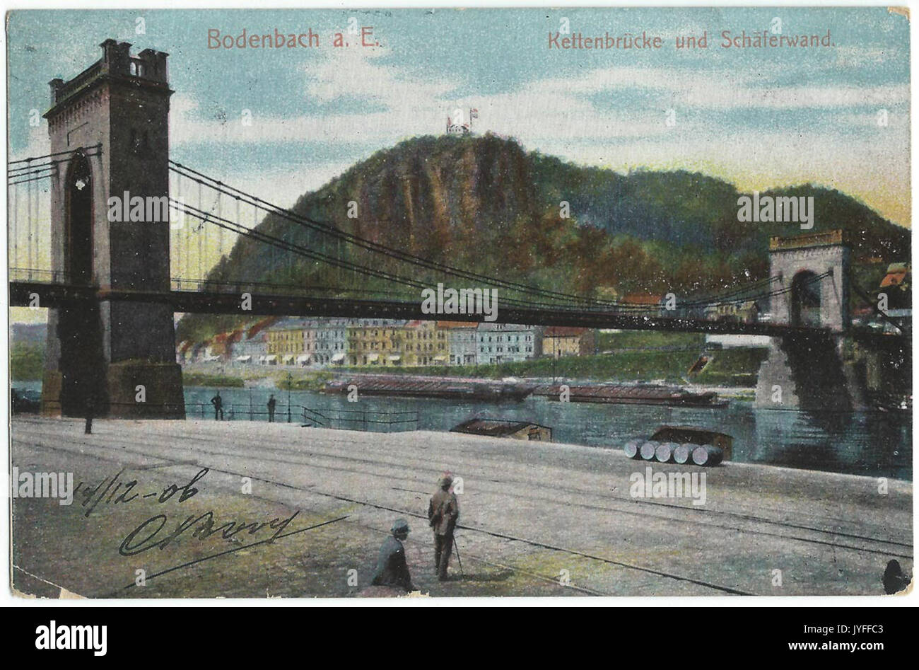 19061214 bodenbach kettenbrucke und schaferwand Stock Photo - Alamy