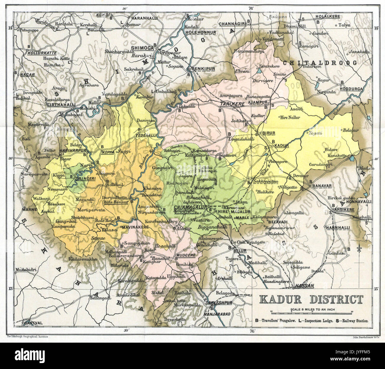 Kadur Gazetteer map 1897 Stock Photo - Alamy