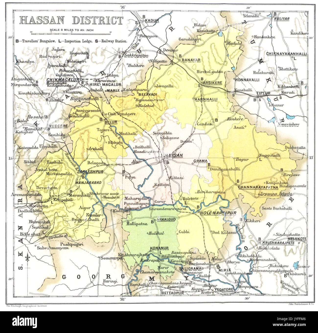 Hassan Gazetteer map 1897 Stock Photo - Alamy