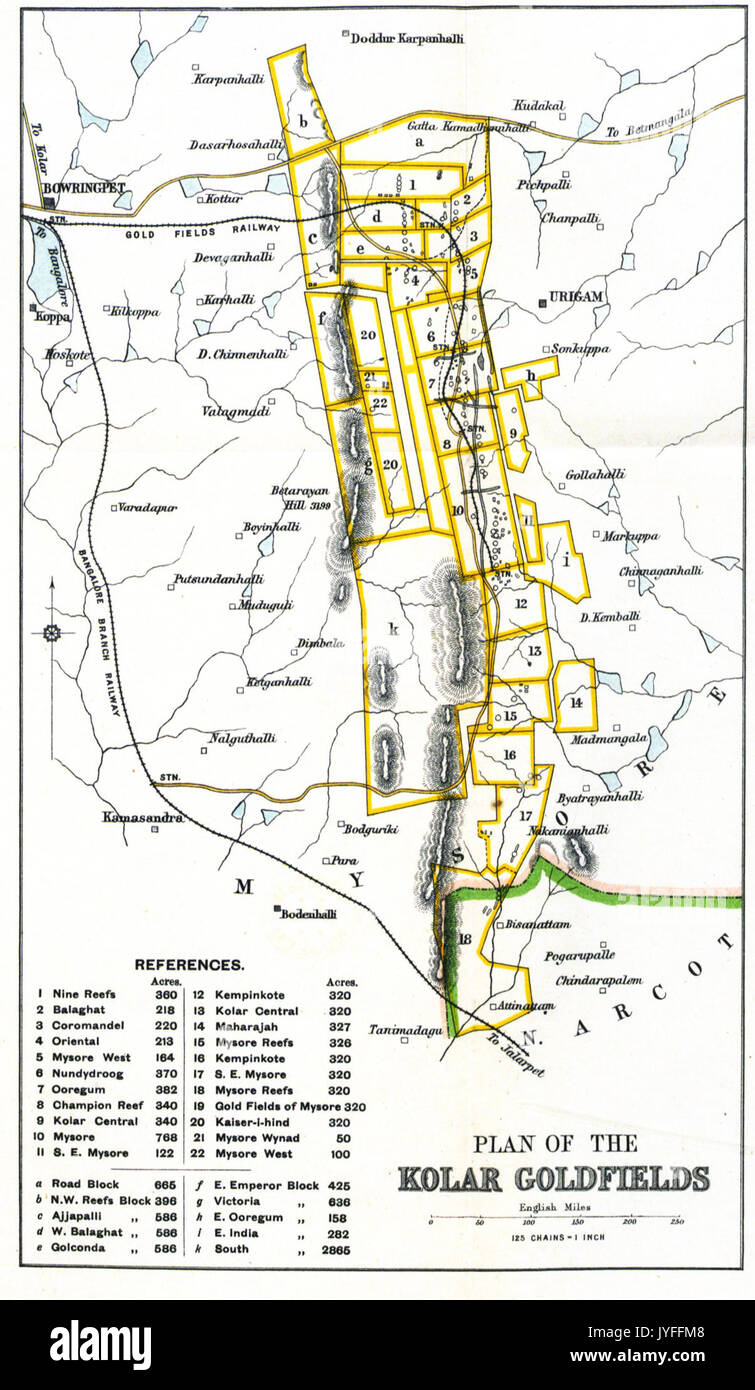 Kolar map 1897 Stock Photo - Alamy