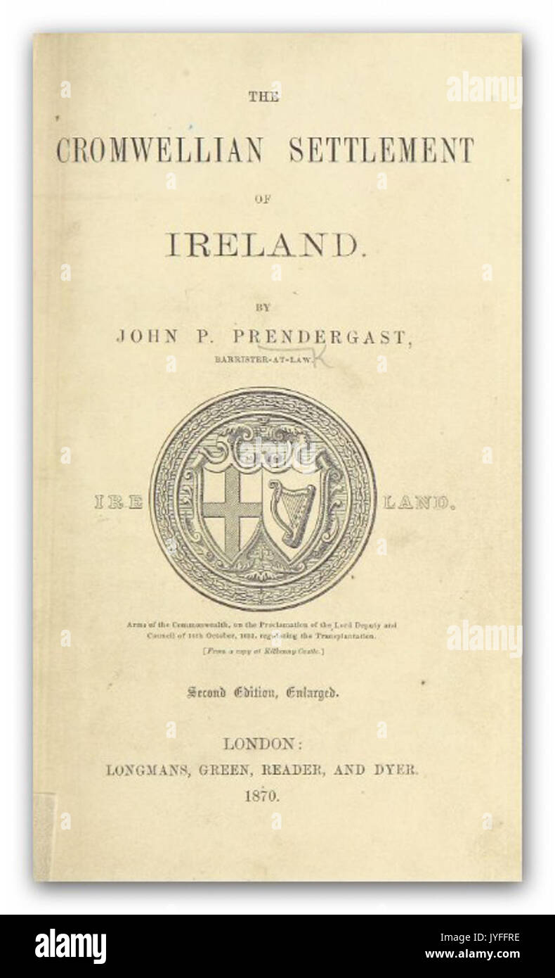 Map of the cromwellian settlement of ireland hi-res stock photography ...