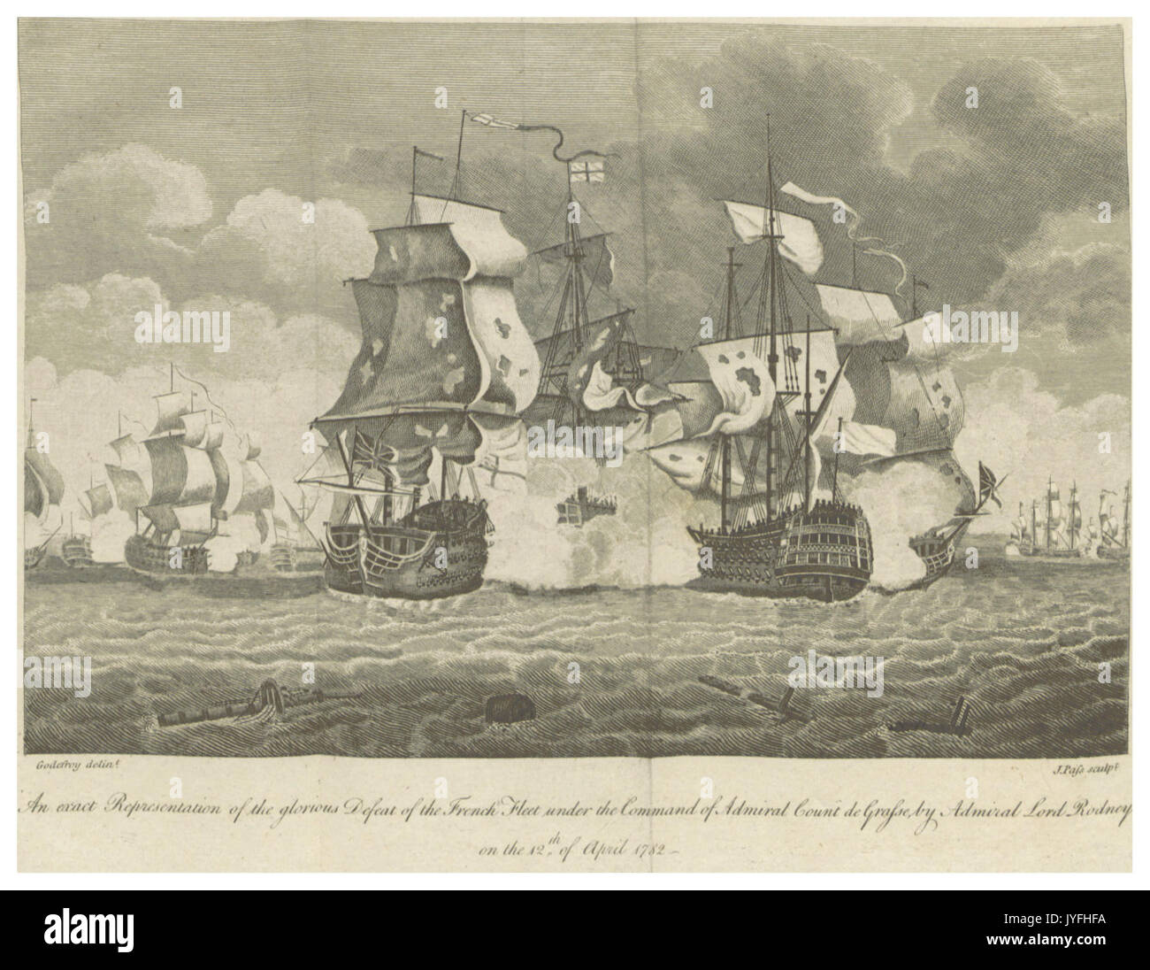 MANTE(1800) p7.318 DEFEAT OF THE FRENCH FLEET 1782 Stock Photo - Alamy