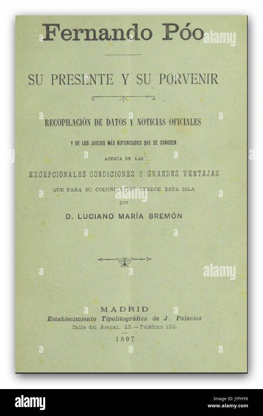 BREMON(1897) Fernando Poo Stock Photo - Alamy