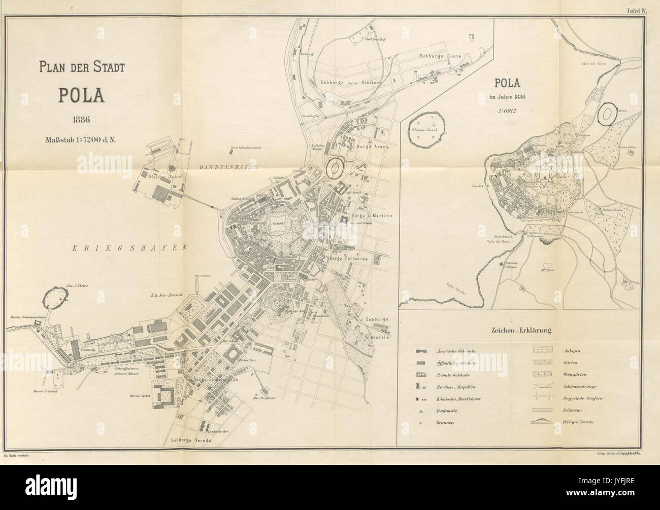 N.N.(1886) p107 Pola, Stadtplan Stock Photo - Alamy