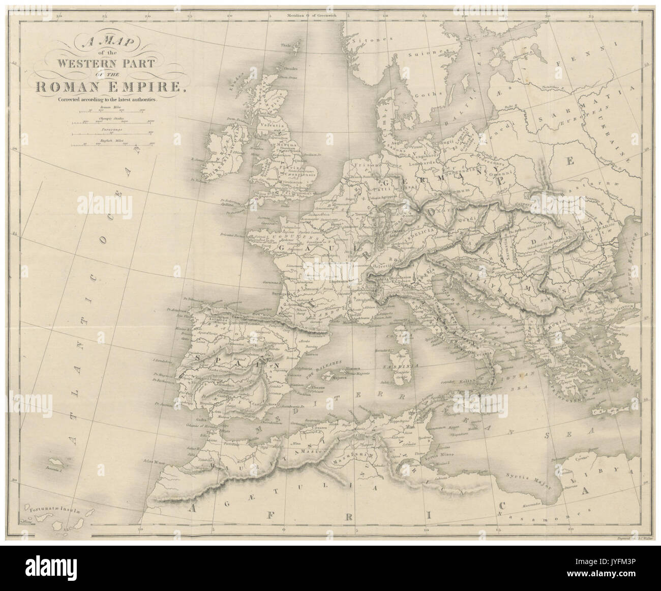 GIBBON(1862) p1.459 MAP OF THE THE WESTERN PART OF ROMAN EMPIRE Stock ...