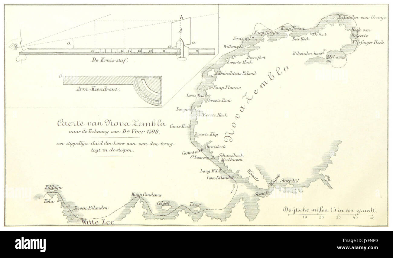 VEER(1873) p057 Map of the Barents Expedition in1596 97 Stock Photo - Alamy