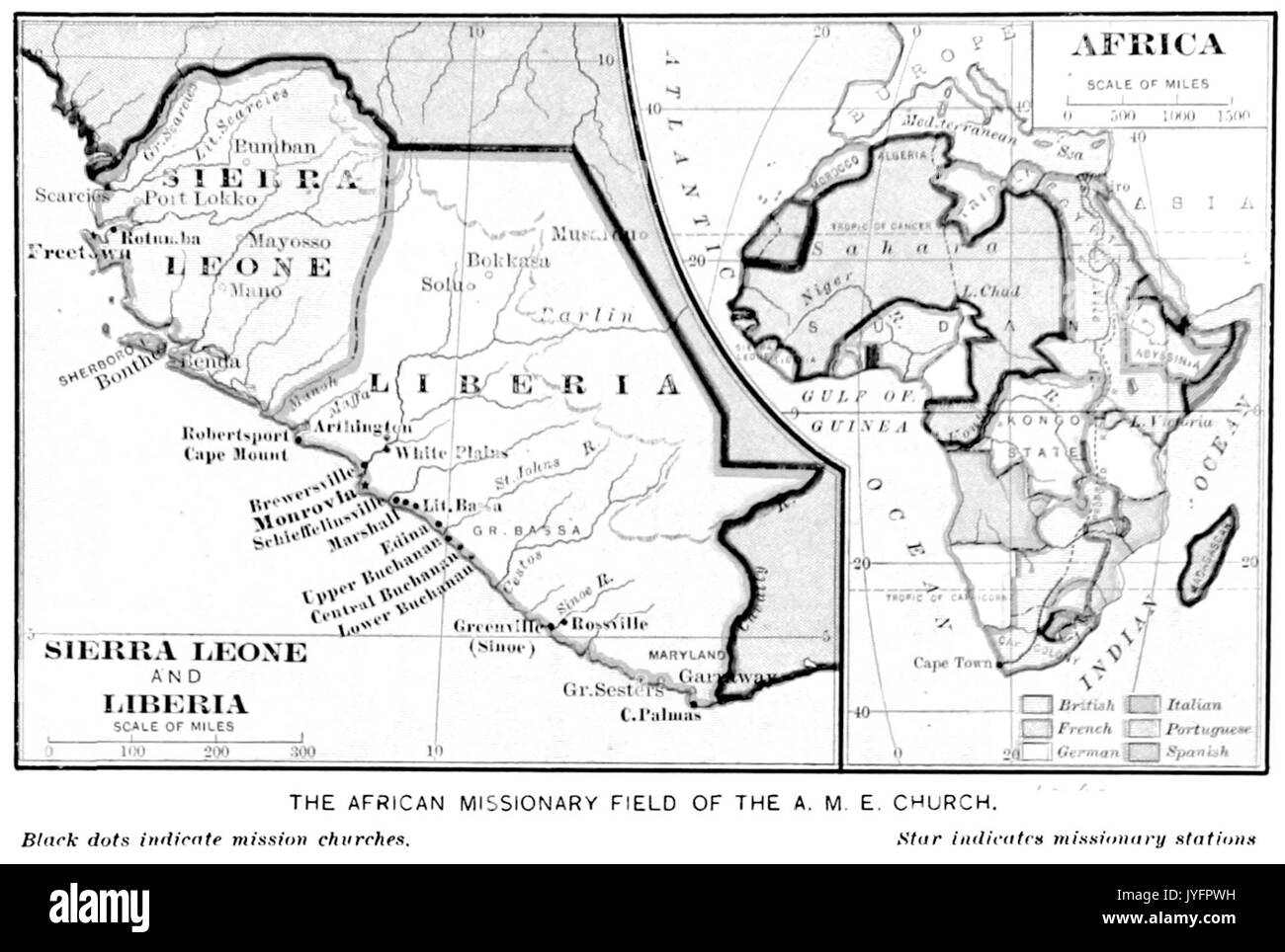 (1899) Map Sierra Leone and Liberia Stock Photo - Alamy